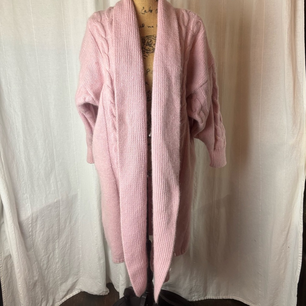 Vintage Ib Diffusion Duster Cardigan Sweater Pink Cab… - Gem